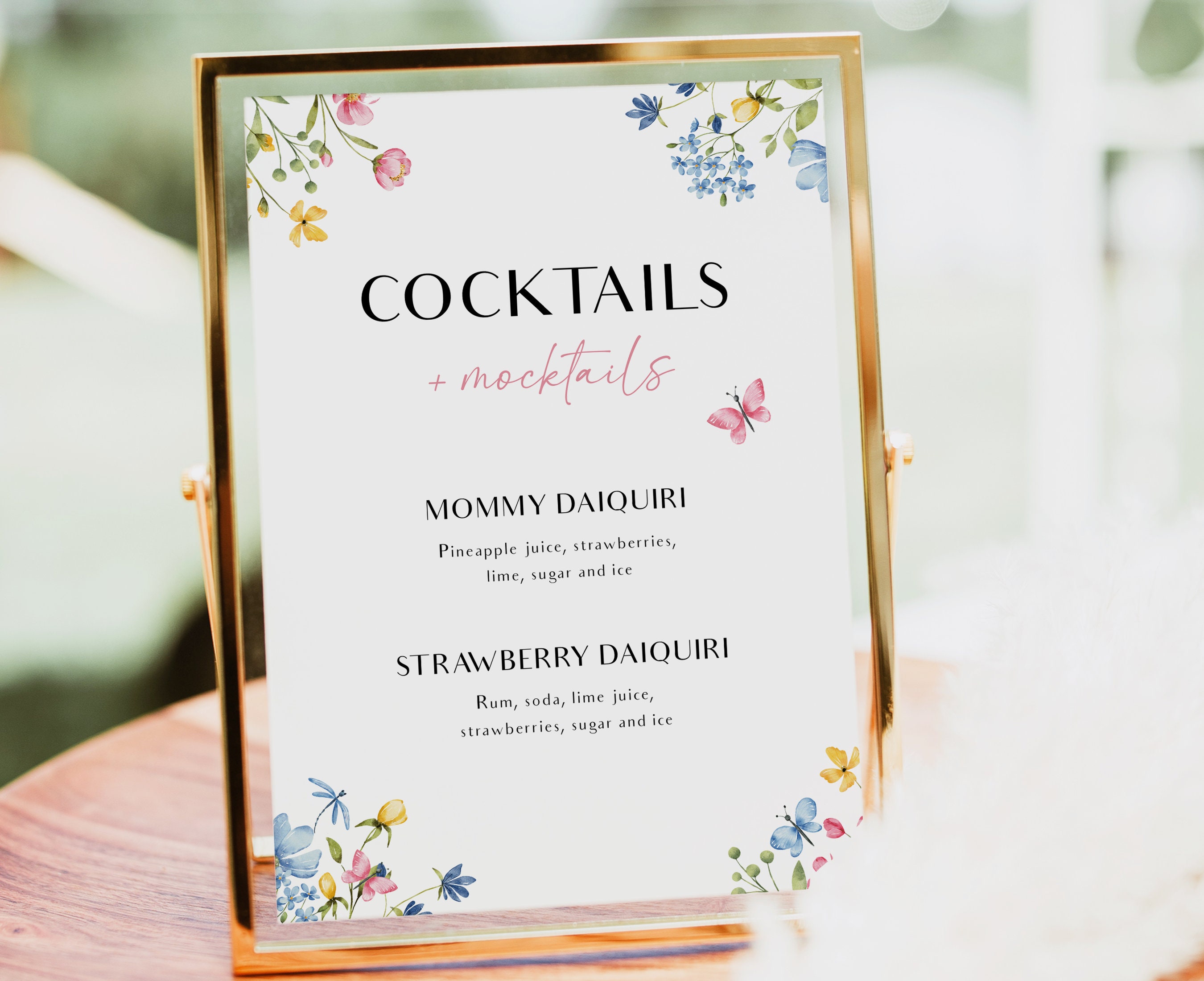 Baby in Bloom Drink Menu Template, Floral Bar Menu Sign, Editable ...