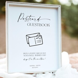 Postcard Guest Book Sign Template, Unique Guest Book for Wedding ...