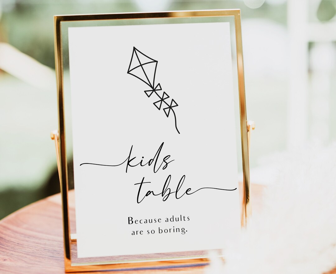 Kids Table Sign Printable, Wedding Kids Table Sign Template, Children's ...
