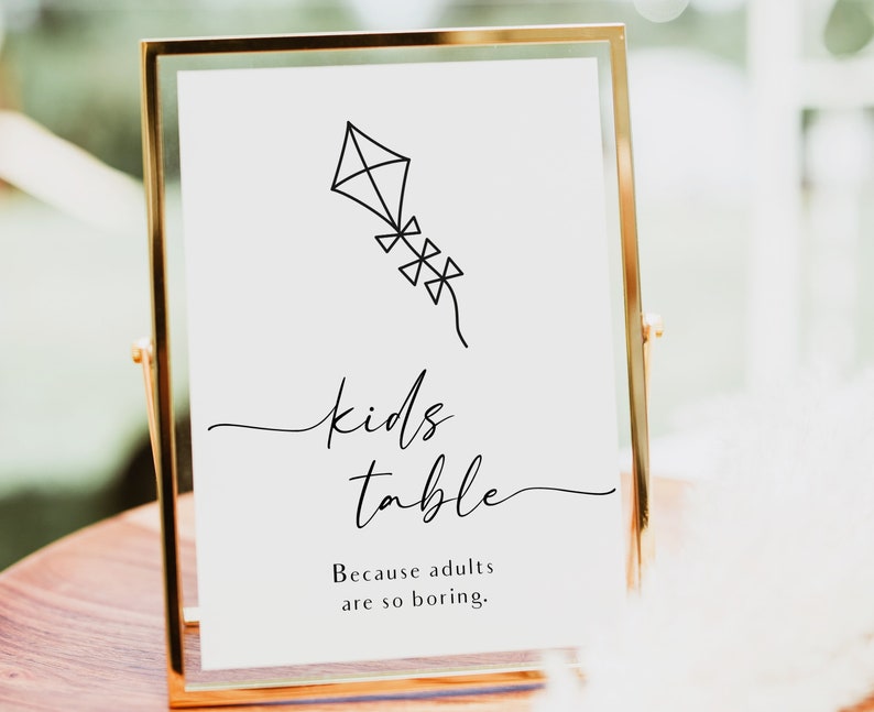 Kids Table Sign Printable, Wedding Kids Table Sign Template, Children's ...