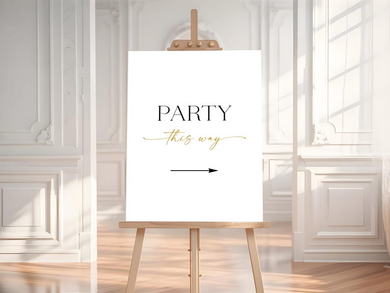 Minimalist This Way to the Party Sign, Direction Arrow Sign, Sign for ...