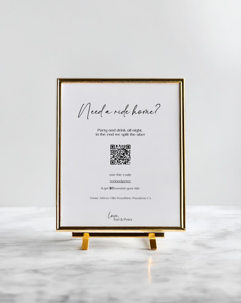 Need A Ride Home Wedding Sign Template, Uber Sign Promo Code, Editable ...