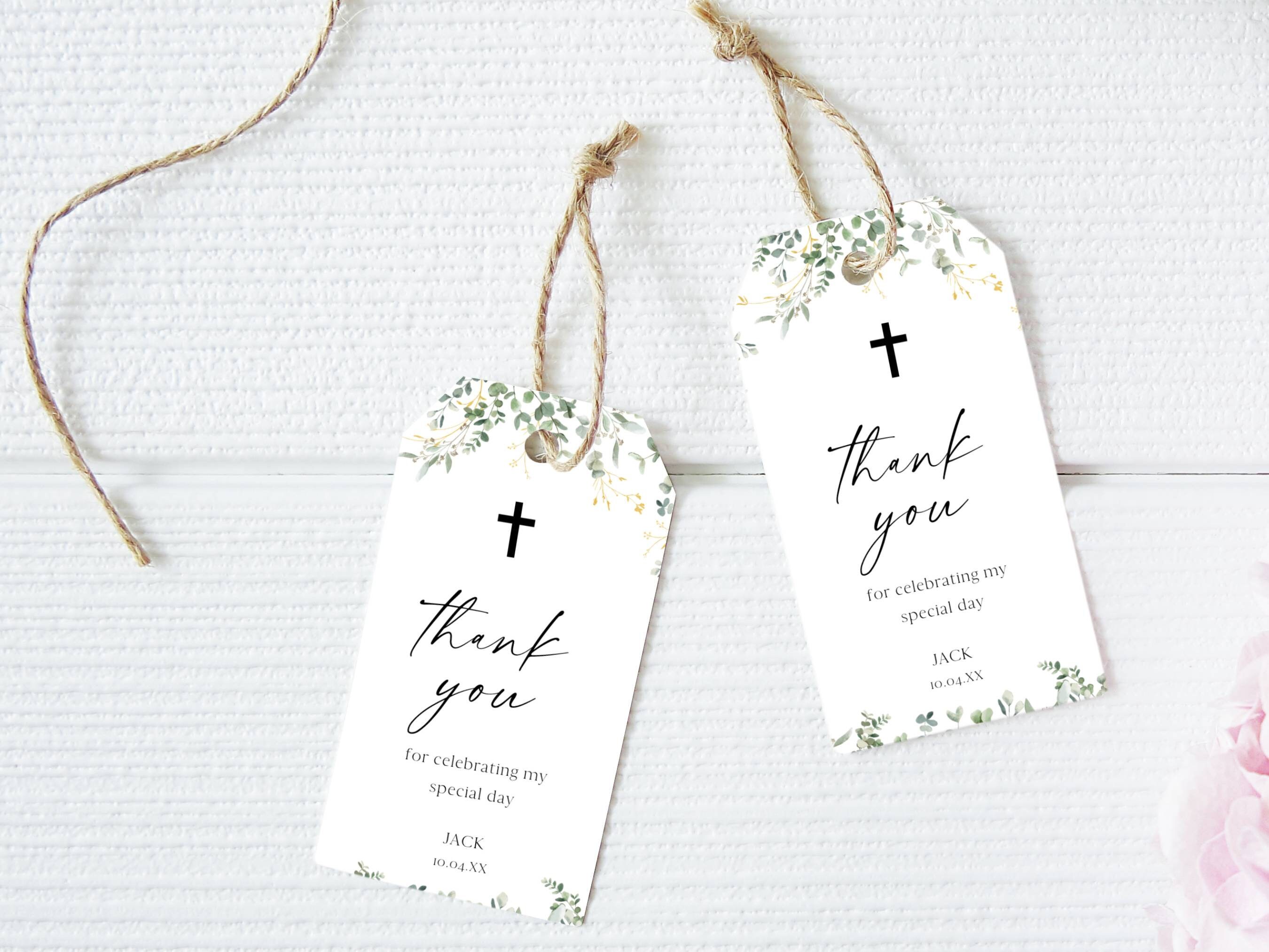 Baptism Favor Tag Template, Eucalyptus Religious Favor Tag, Printable ...