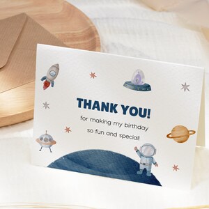 Outer Space Thank You Card Template, Printable Thank You Card, Boys ...