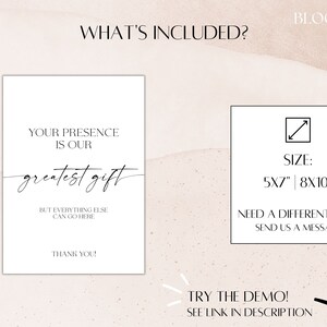 Minimalist Cards and Gifts Sign Printable, Elegant Gift Table Sign ...