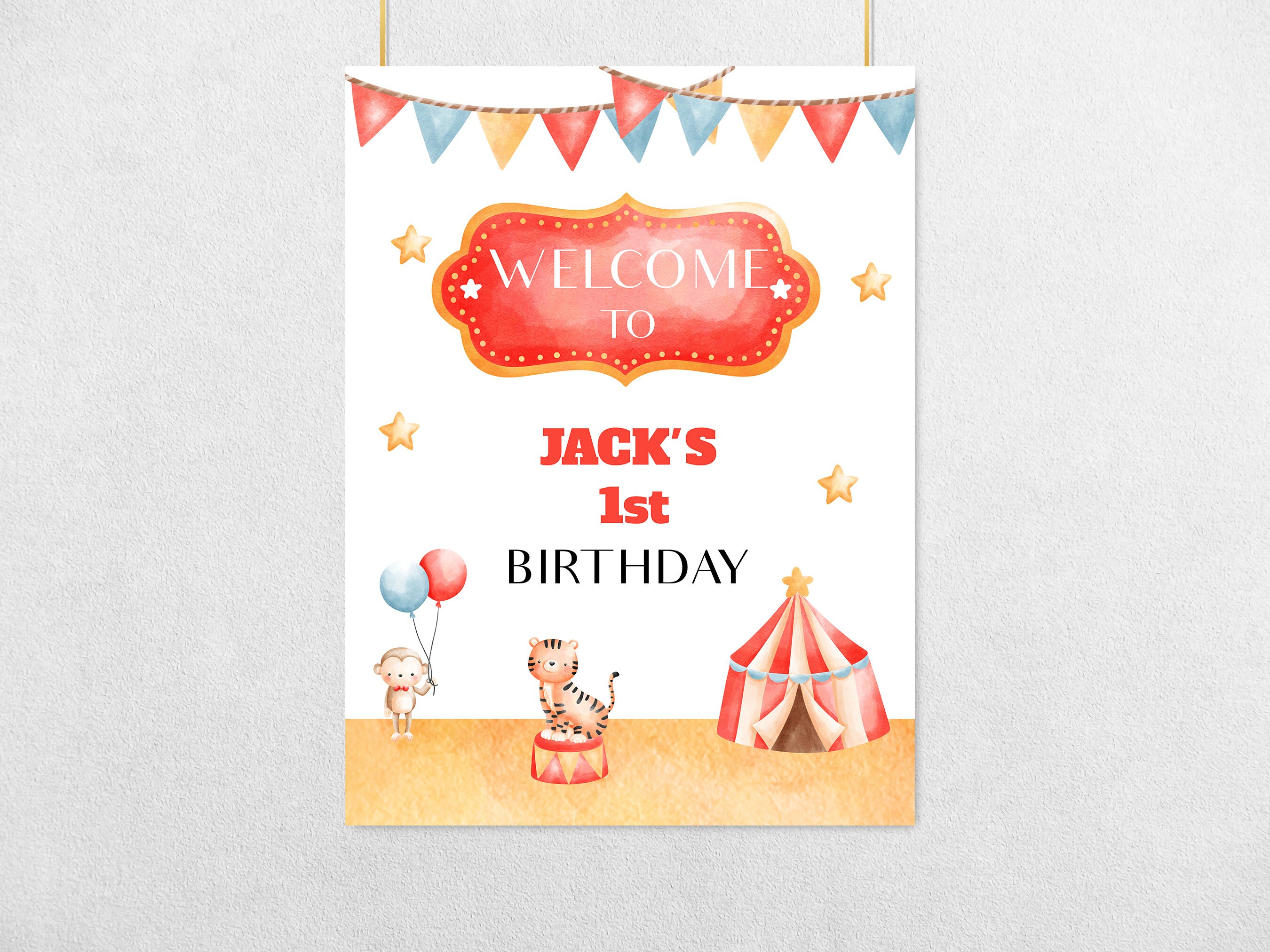 Circus Birthday Party Welcome Sign, Birthday Sign, Carnival Theme Party ...