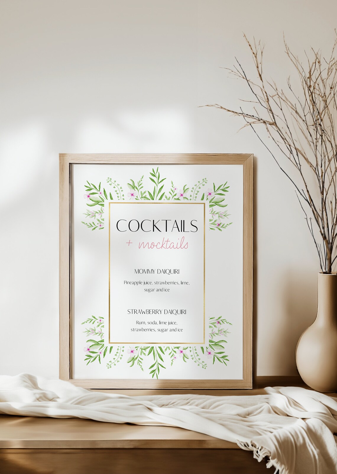 Floral Drink Menu Template, Wildflower Bar Menu Sign, Editable ...