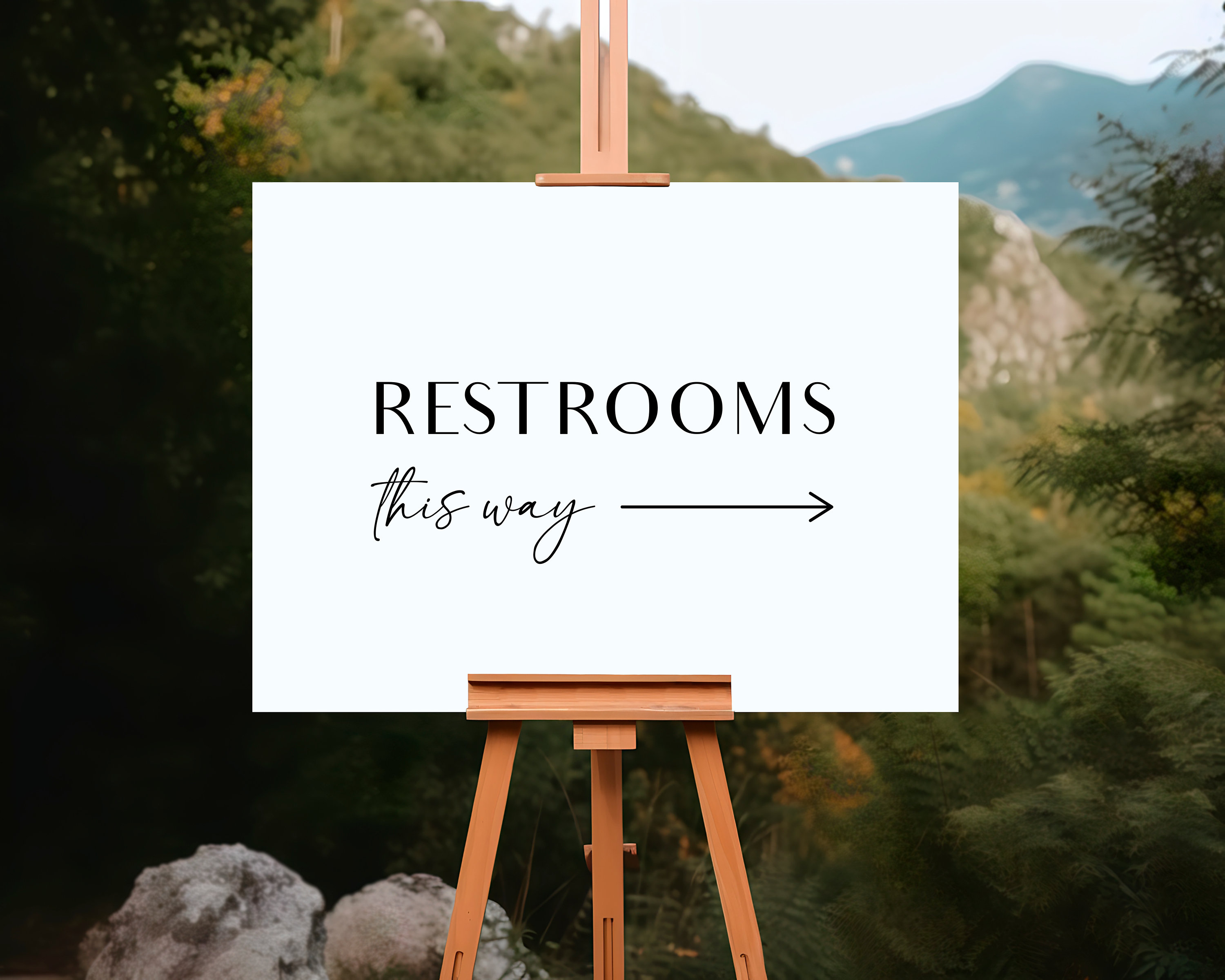 Wedding Restroom This Way, Minimalist Bathroom Signs Template, Wedding ...