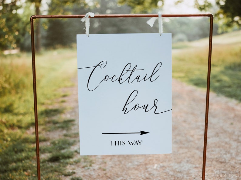Cocktail Hour Sign Template, Direction Arrow Sign, Sign for Wedding ...