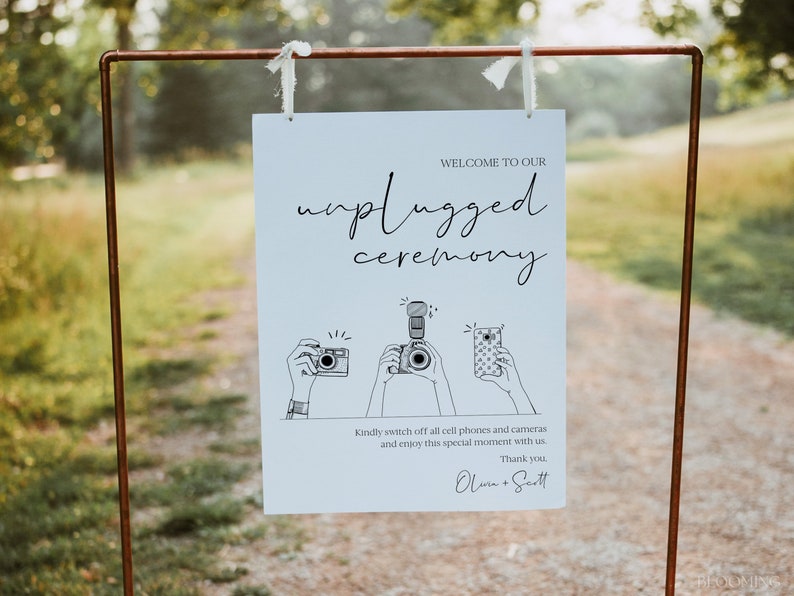 Modern Unplugged Ceremony Sign, Minimalist Unplugged Wedding Sign ...