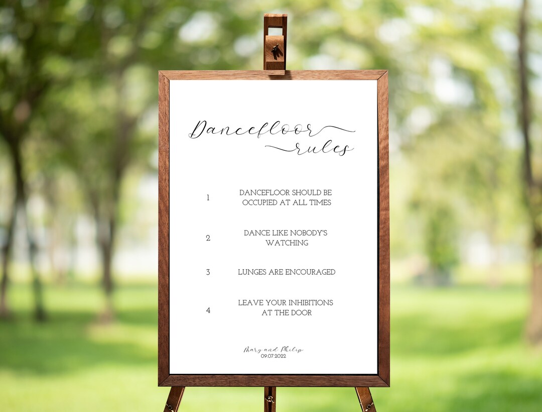 Dancefloor Rules Sign, Dance Floor Rules Sign, Dancing Sign, Wedding ...