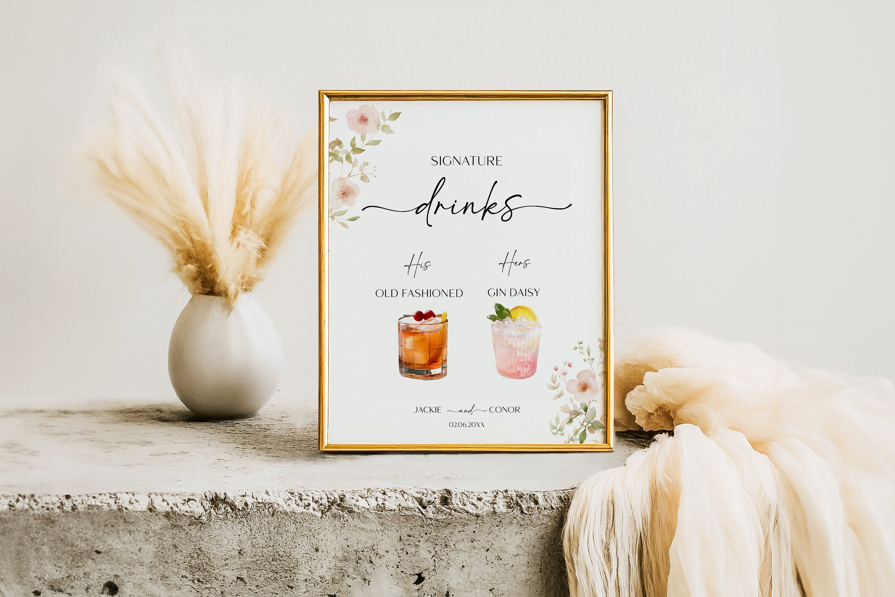 Signature Drink Sign, 5x7 Bar Menu Template, Cocktail Menu With 550 ...