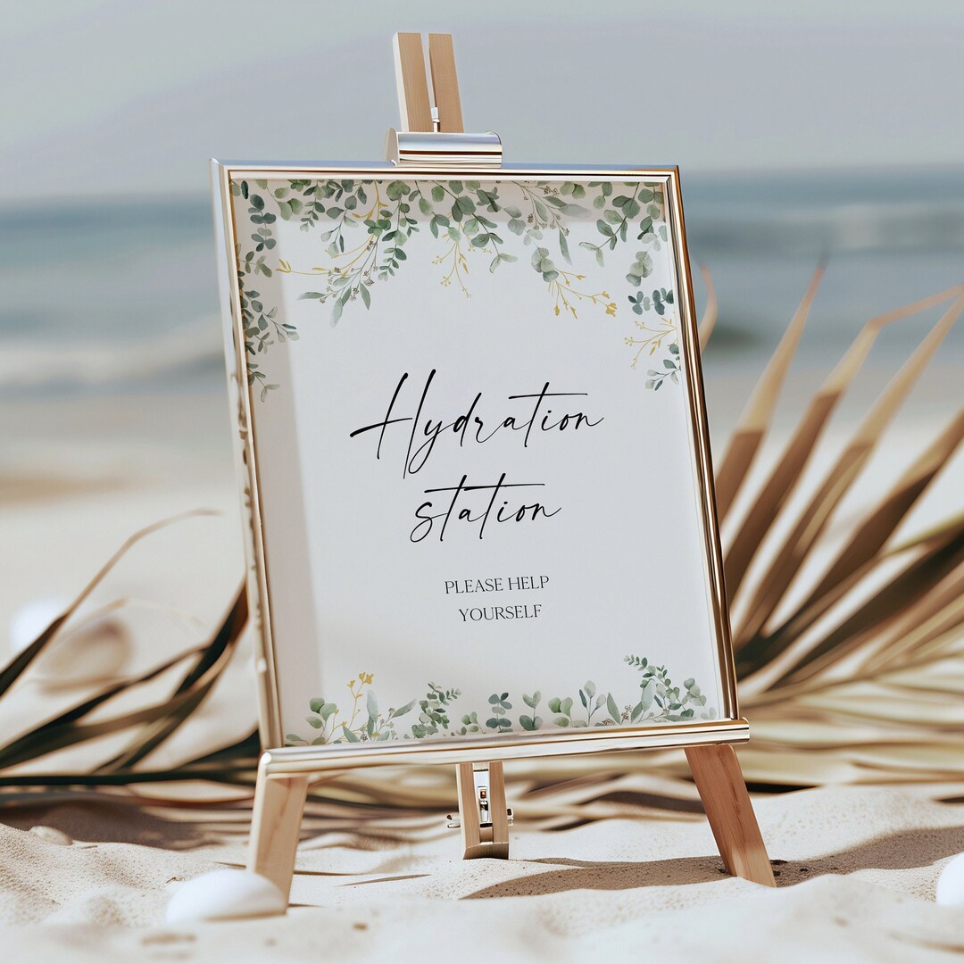 Hydration Station Wedding Sign, Printable Template Water Station Sign ...