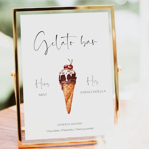 Ice Cream Bar Sign Template, Gelato Station Printable, Modern Wedding ...