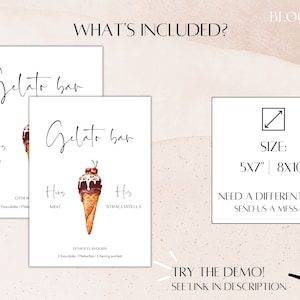 Ice Cream Bar Sign Template, Gelato Station Printable, Modern Wedding ...