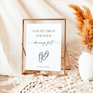 Dancing Feet Sign Template, Wedding Flip Flops Sign, Minimalist Simple ...