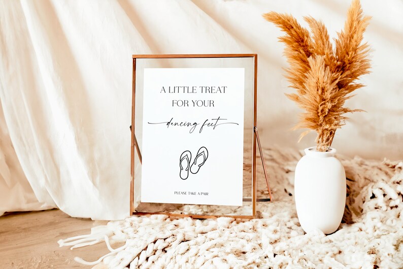 Dancing Feet Sign Template, Wedding Flip Flops Sign, Minimalist Simple ...