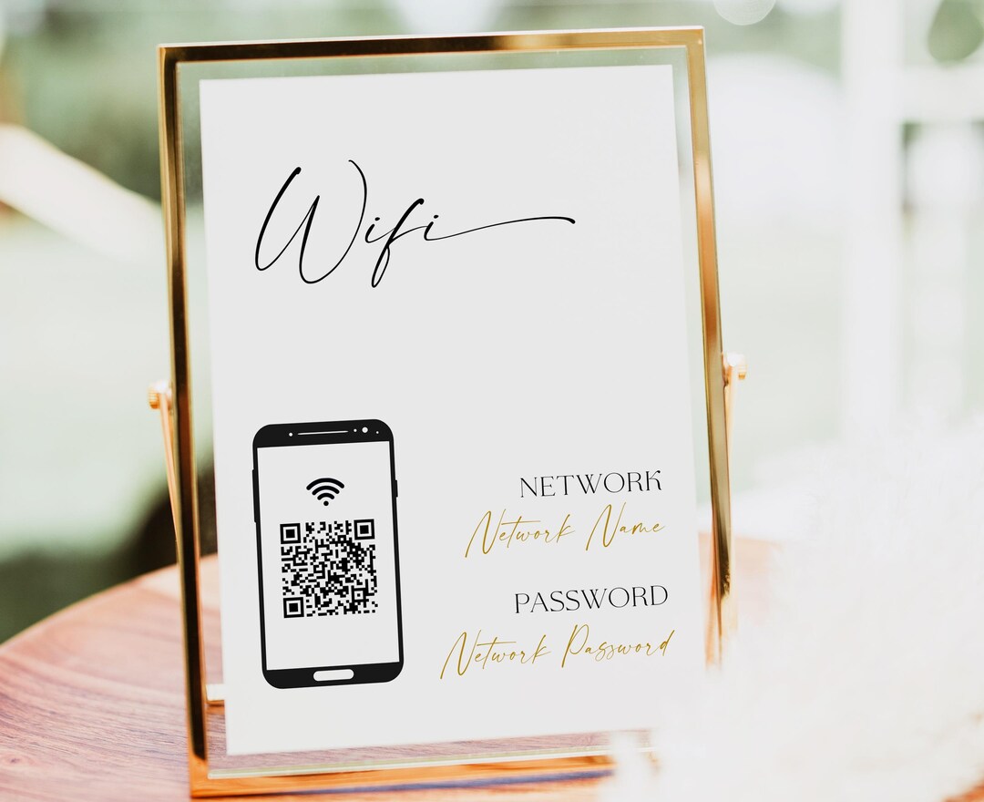 Wifi QR Code Sign Template, Wifi Password Sign Printable, Editable Wifi ...