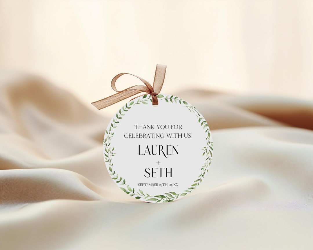 Greenery Round Favor Tag Template, Circle Favor Tag, Editable Thank You ...