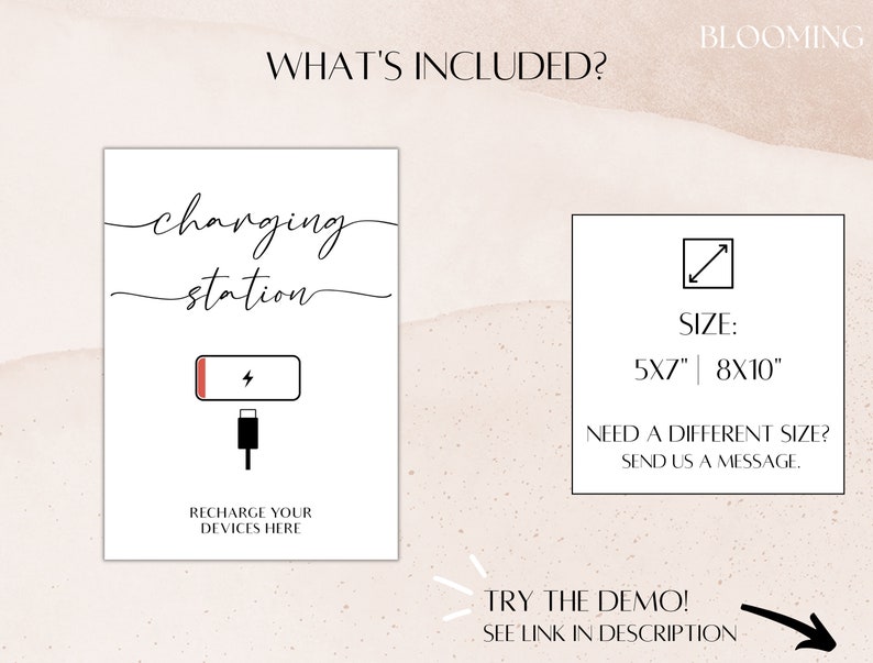 Charging Station Sign, Charging Bar Sign Template, Party Charging ...