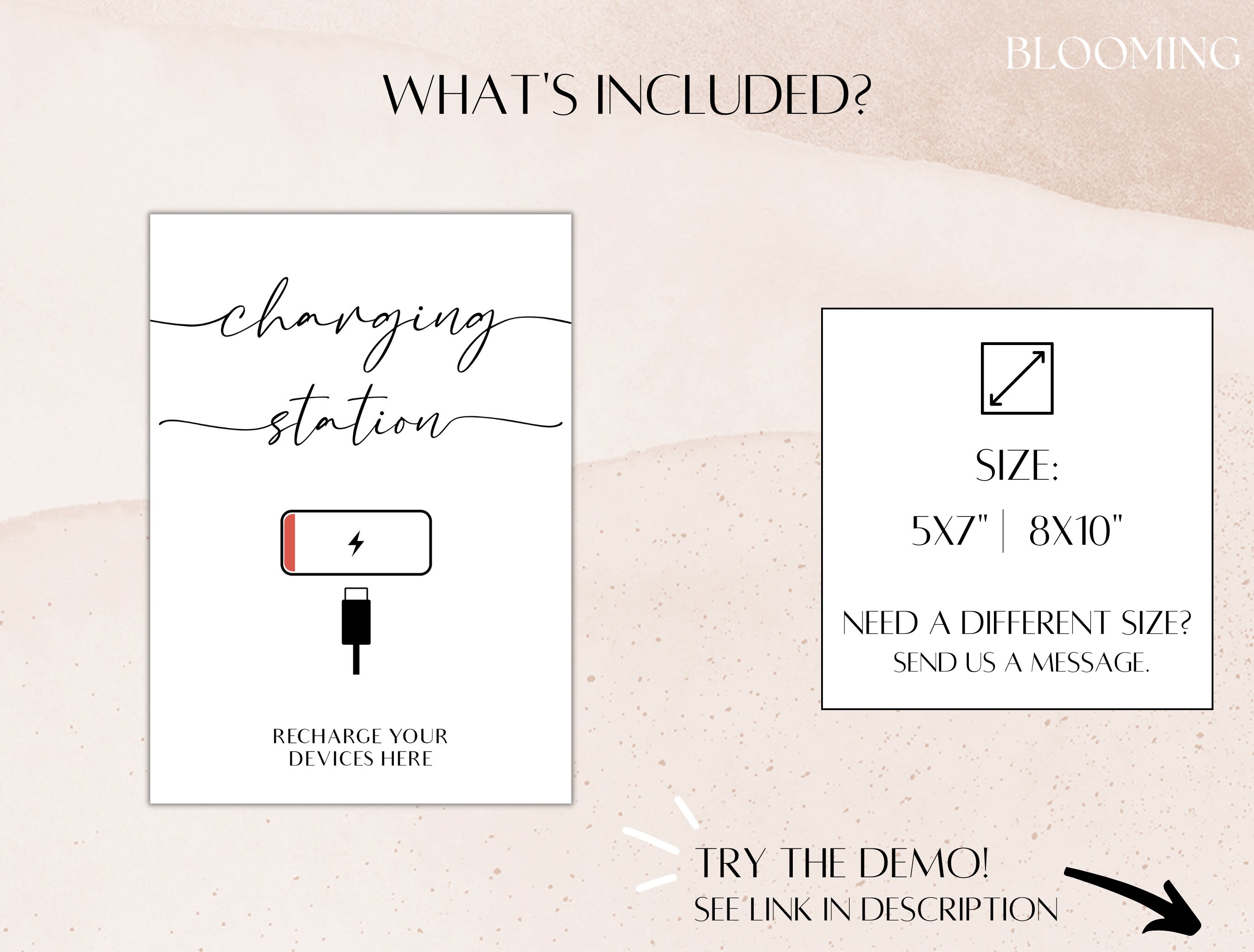 Charging Station Sign, Charging Bar Sign Template, Party Charging ...