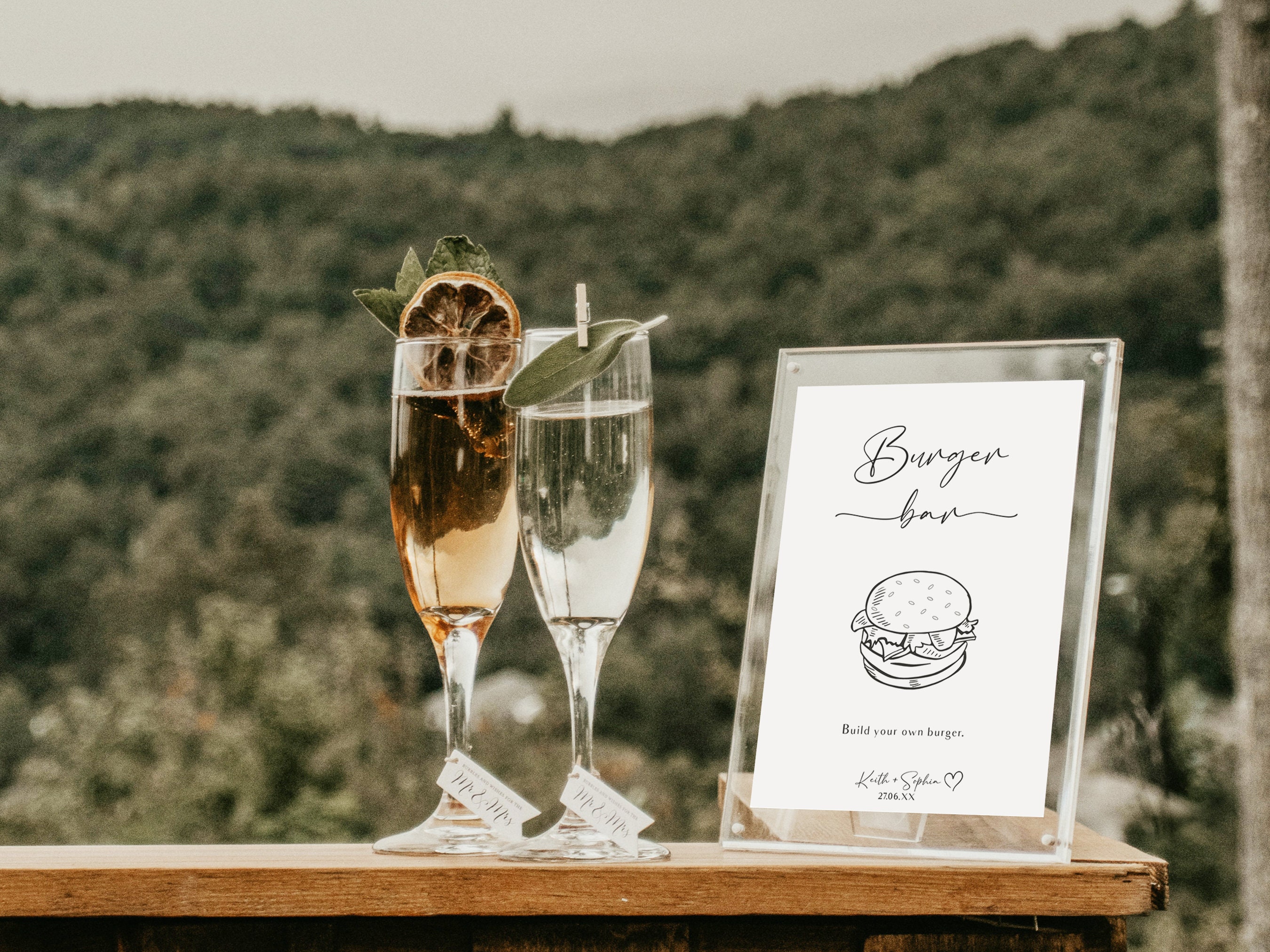 Burger Bar Sign Template, Wedding Food Signs Editable, Hamburger ...