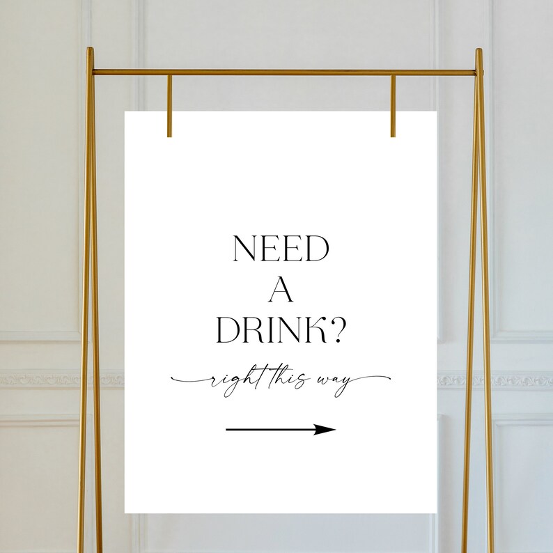 This Way to the Bar Sign Template, Direction Arrow Sign, Sign for ...