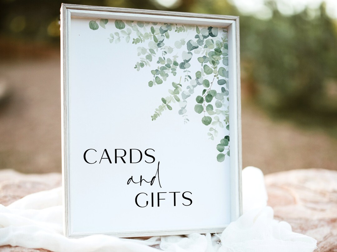 Eucalyptus Cards and Gifts Sign, Greenery Cards Sign, Gifts Table Sign ...