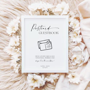 Postcard Guest Book Sign Template, Unique Guest Book for Wedding ...