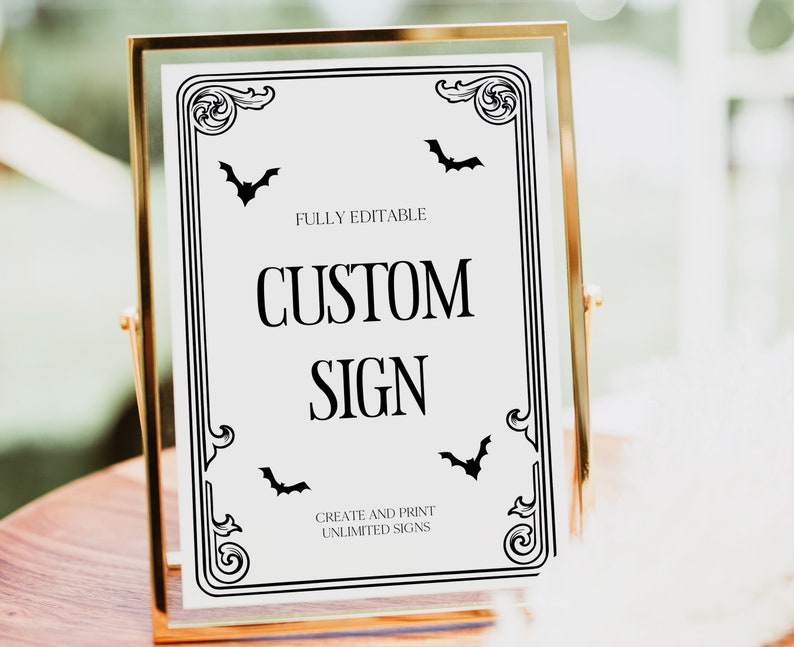 Halloween Custom Sign Editable Template, Printable Baby Shower ...
