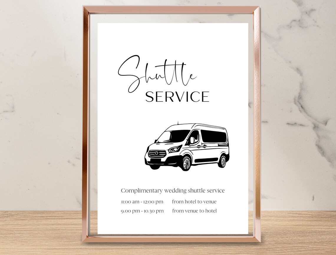 Shuttle Sign Template, Wedding Transportation Sign, Hotel Welcome Sign ...
