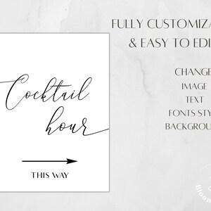 Cocktail Hour Sign Template Direction Arrow Sign Sign for - Etsy