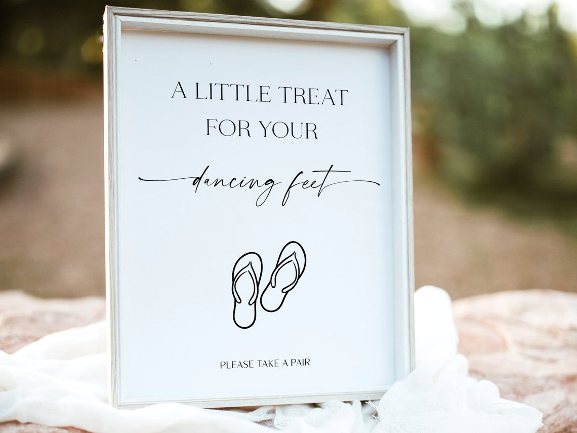 Dancing Feet Sign Template, Wedding Flip Flops Sign, Minimalist Simple ...