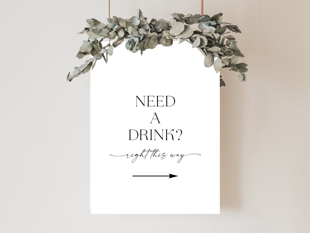 This Way to the Bar Sign Template, Direction Arrow Sign, Sign for ...