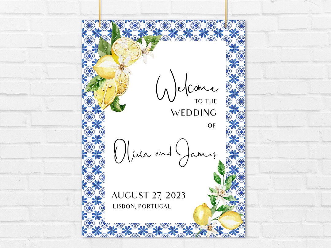 Lisbon Wedding Welcome Sign Template, Modern Wedding Welcome Sign ...