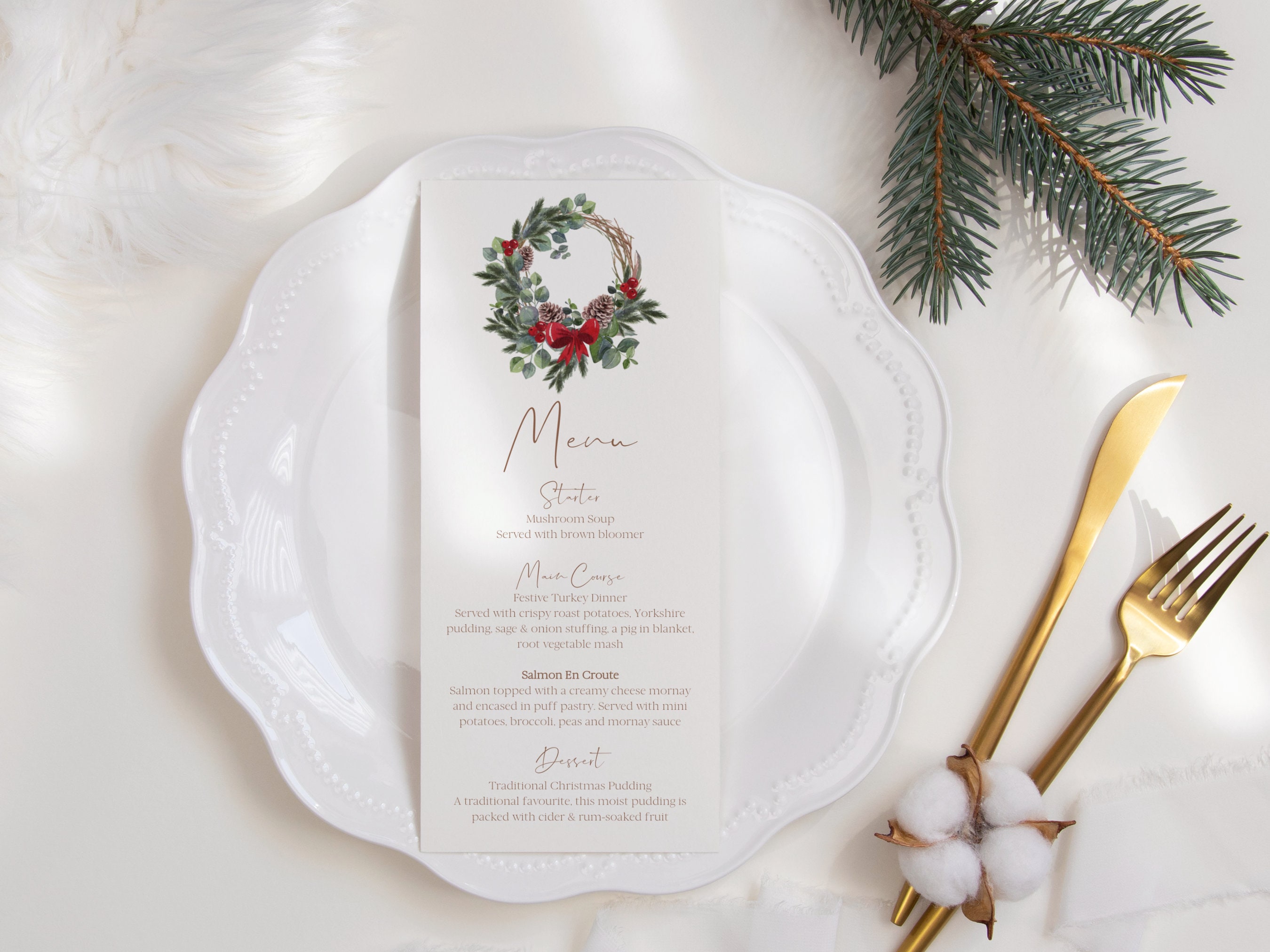 Modern Christmas Menu Template, Minimalist Christmas Menu Cards Also ...