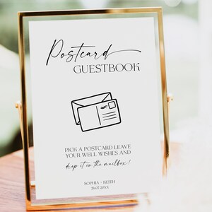 Postcard Guest Book Sign Template, Unique Guest Book for Wedding ...