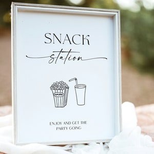 Snack Station Template, Snack Bar Sign, Late Night Snacks, Wedding ...