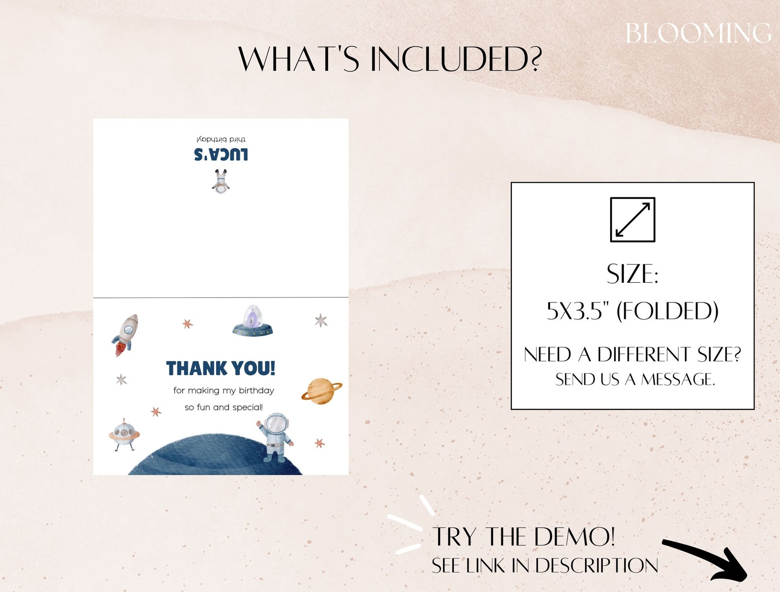 Outer Space Thank You Card Template, Printable Thank You Card, Boys ...