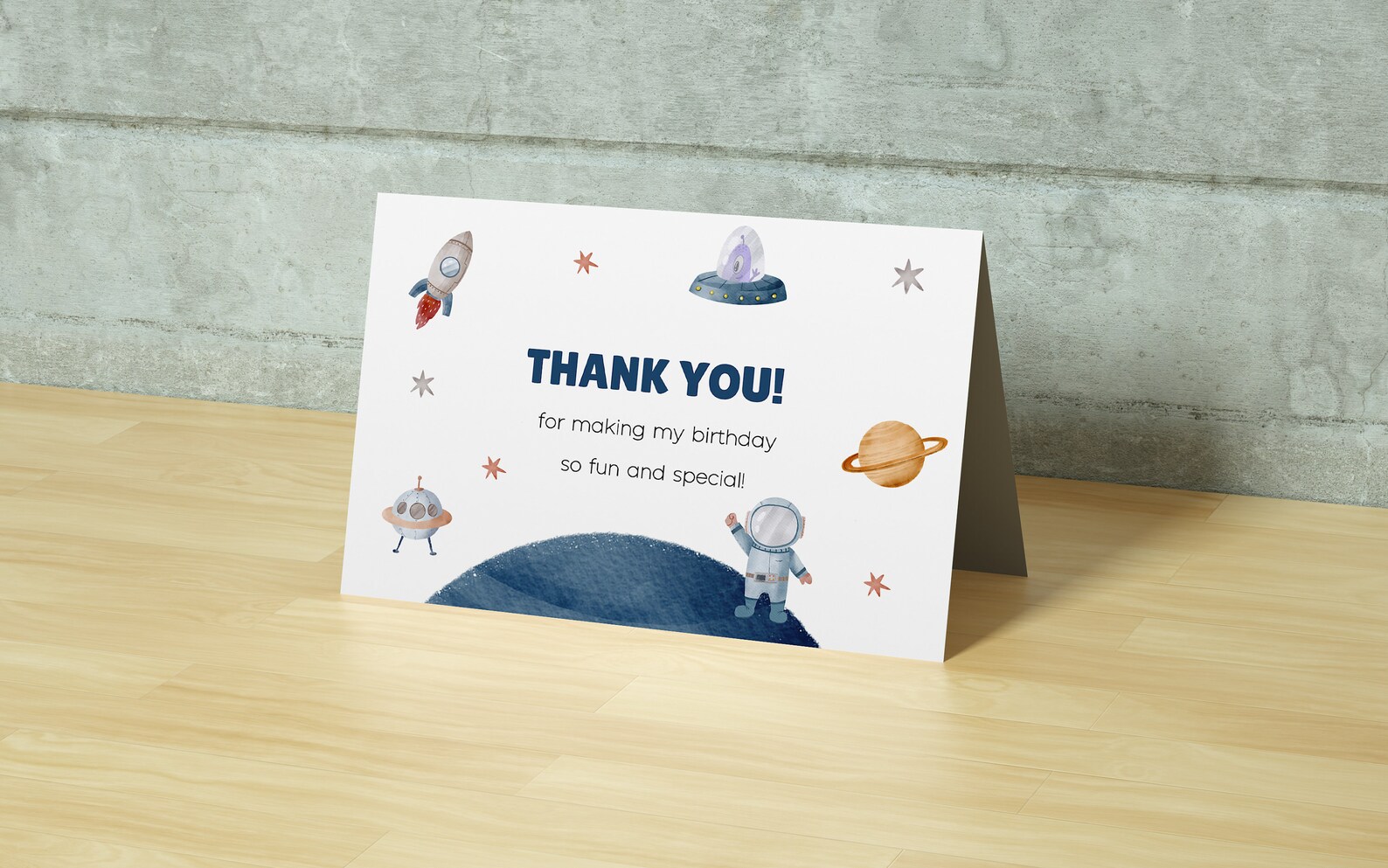 Outer Space Thank You Card Template, Printable Thank You Card, Boys ...