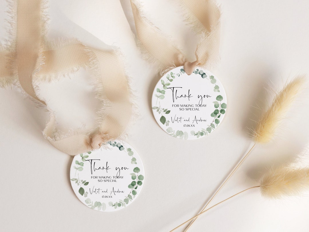 Eucalyptus Round Favor Tag Template, Greenery Circle Favor Tag ...