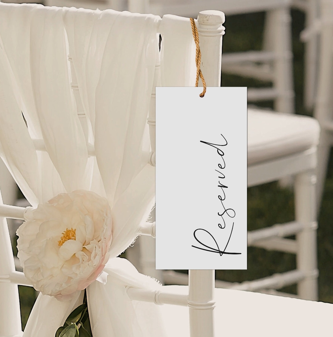 Reserved Seat Sign Template, Chair Signs for Wedding, Modern Printable ...
