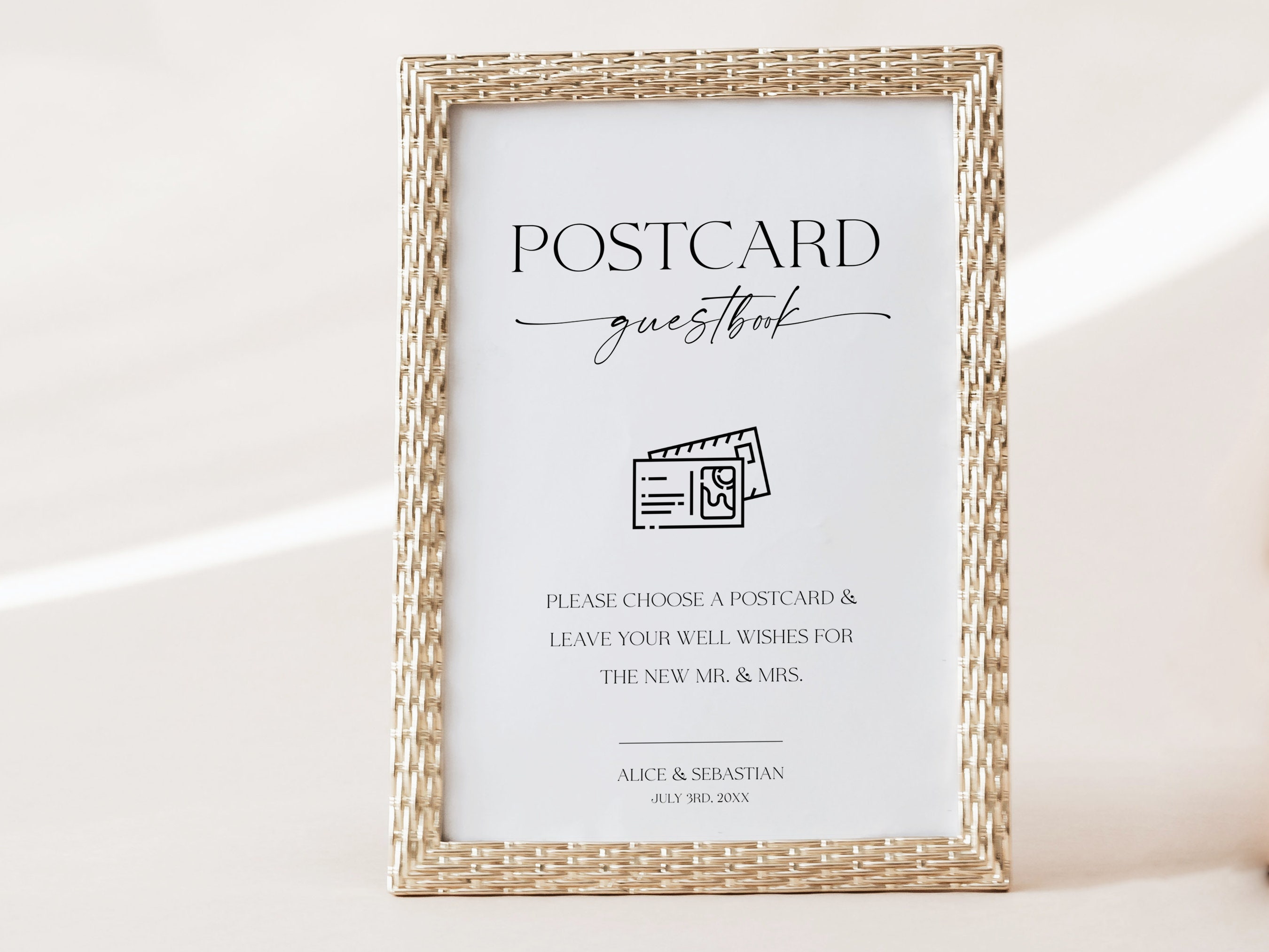 Postcard Guest Book Sign Printable, Modern Guest Book Sign, Bohemian ...
