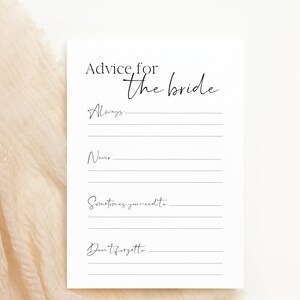 Advice for the Bride, Bridal Shower Games, Party Game Printable ...