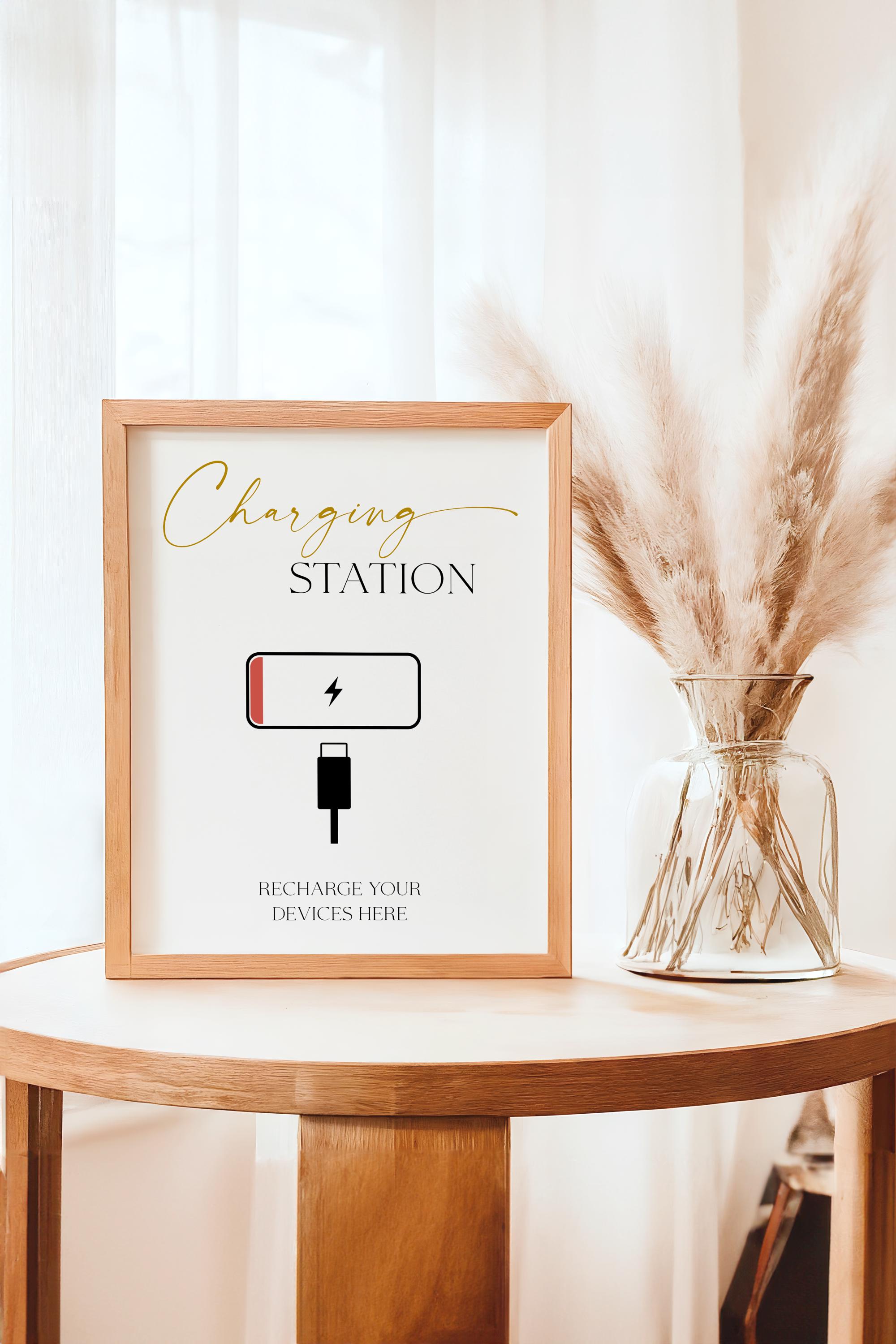 Charging Station Sign Template, Party Charging Devices, Wedding Phone ...