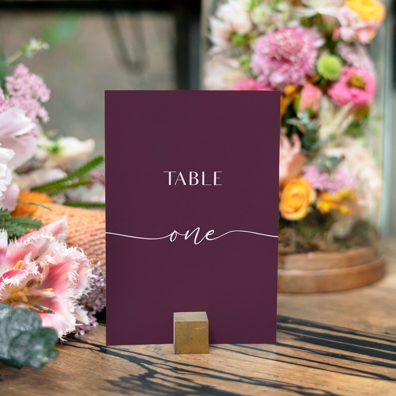 Table Number Template, Table Numbers Card Calligraphy, Wedding Table ...