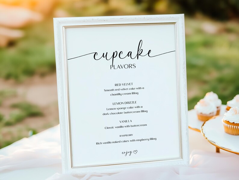 Cupcake Menu Sign Template, Editable Wedding Cupcake Sign, Printable ...