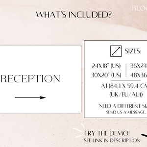 Reception Direction Sign Template, Minimalist & Elegant, Wedding ...