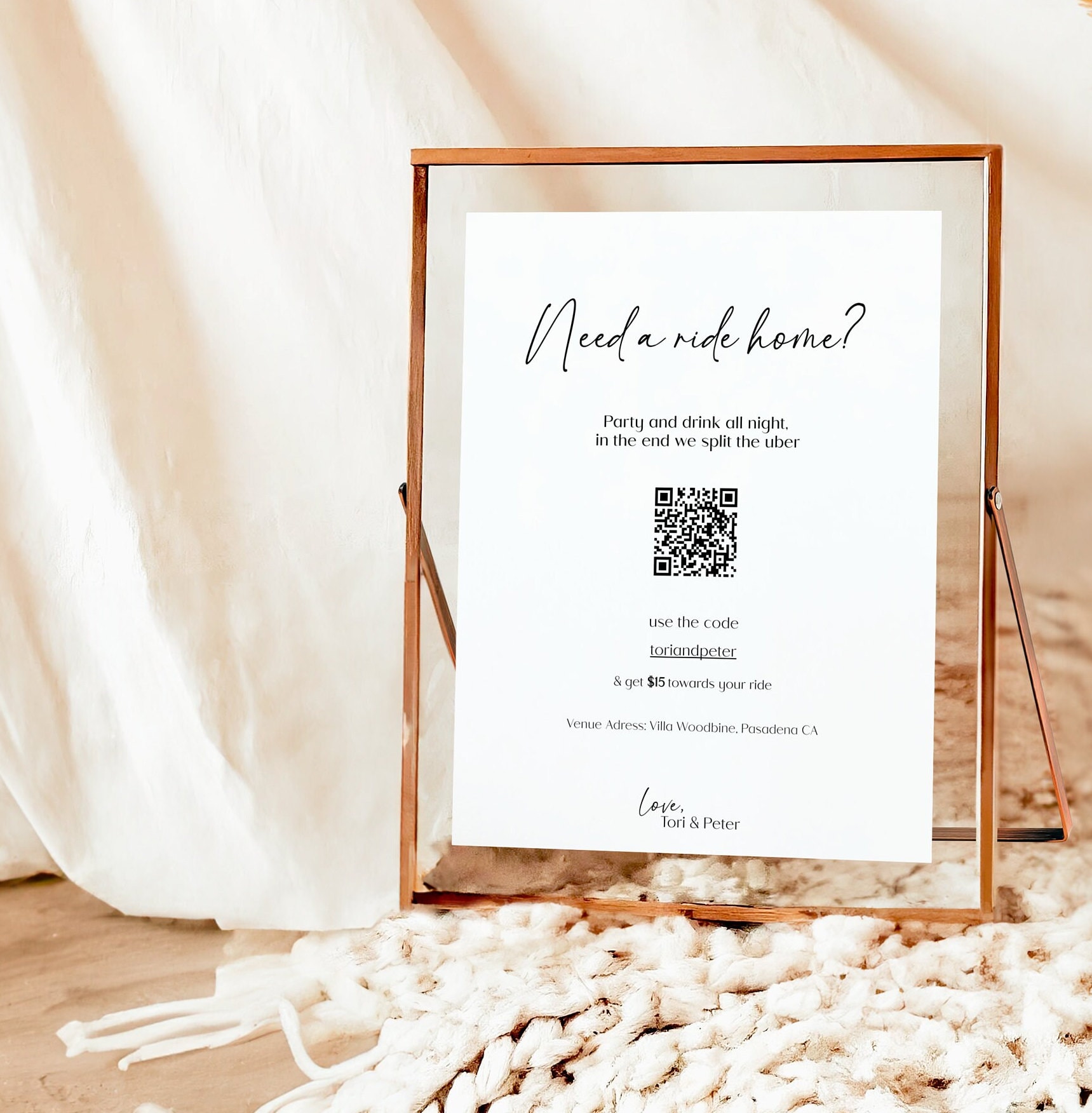 Need A Ride Home Wedding Sign Template, Uber Sign Promo Code, Editable ...