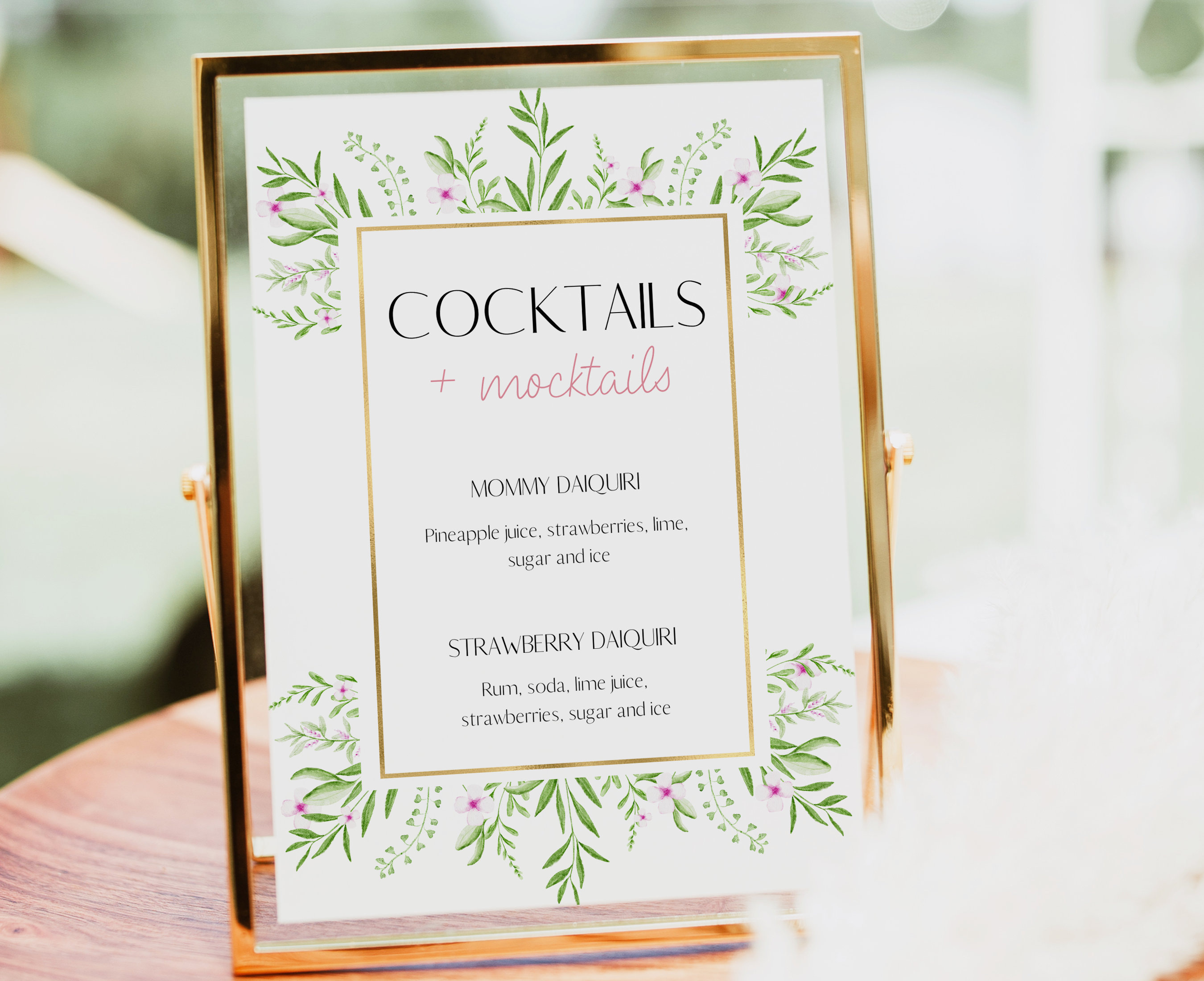 Floral Drink Menu Template, Wildflower Bar Menu Sign, Editable ...